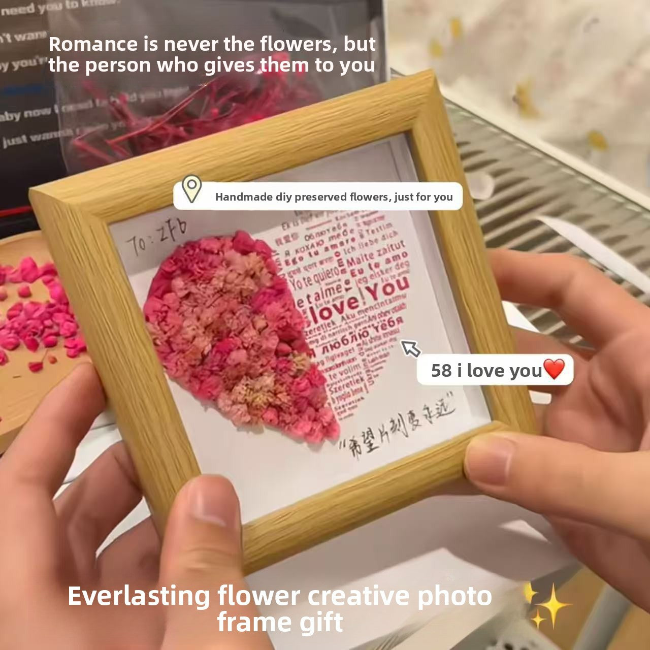 Decorative preserved flower photo frame – Onestopshop